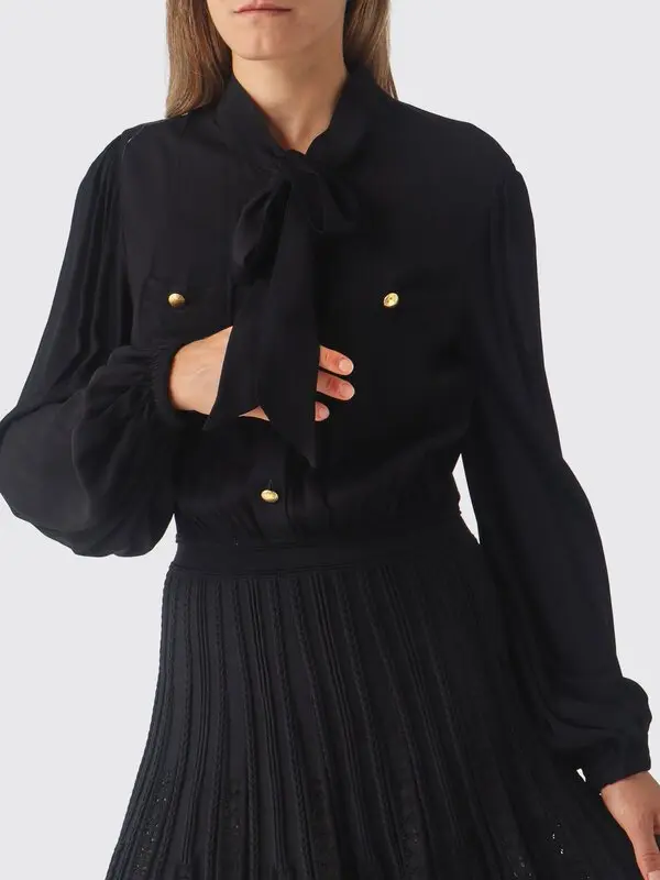 TWINSET Pleated Sheath Mini Dress With Puff Sleeves