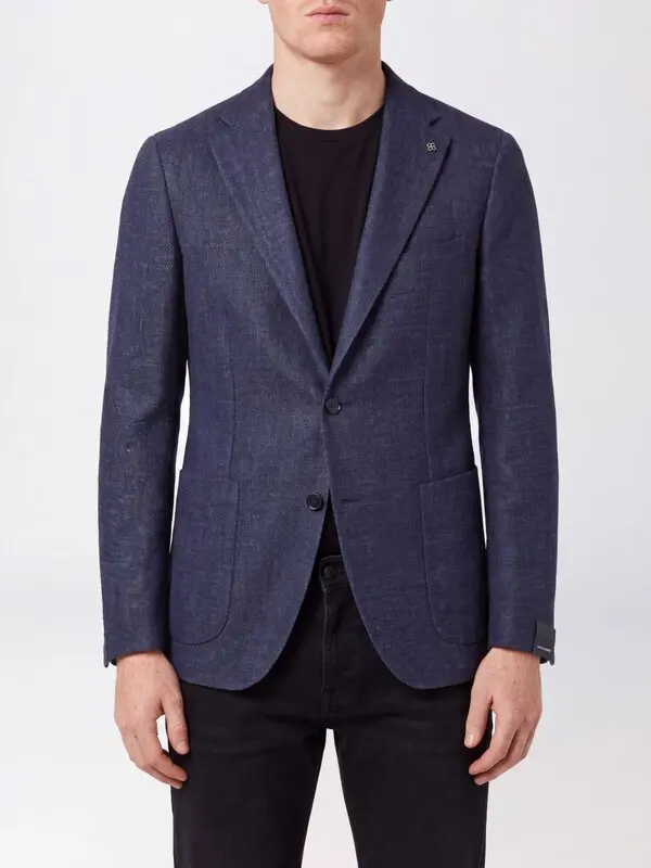 Tagliatore Single-breasted Blazer In Virgin Wool And Silk With Peak Lapels - Blue