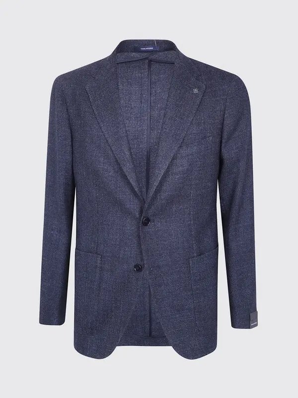 Tagliatore Single-breasted Blazer In Virgin Wool And Silk With Peak Lapels - Blue