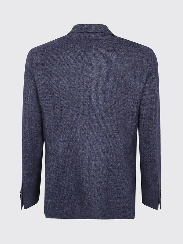 Tagliatore Single-breasted Blazer In Virgin Wool And Silk With Peak Lapels - Blue