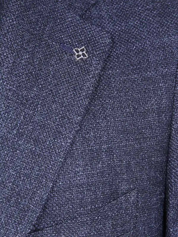 Tagliatore Single-breasted Blazer In Virgin Wool And Silk With Peak Lapels - Blue