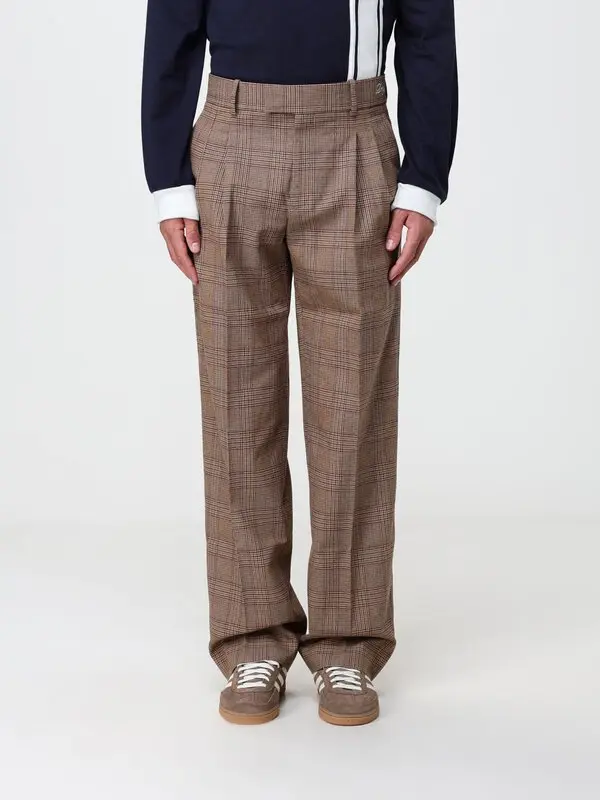 Drole De Monsieur Prince Of Wales Check Wide-leg Trousers In Wool Blend
