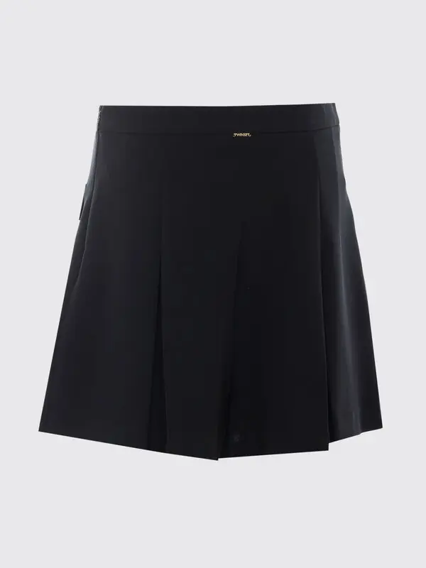 TWINSET High-waisted Crêpe Shorts With Pleats And Flap Pockets