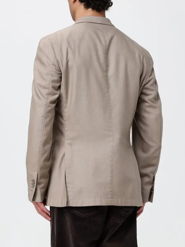 SANTANIELLO Single-breasted Wool Blend Blazer With Patch Pockets - Brown