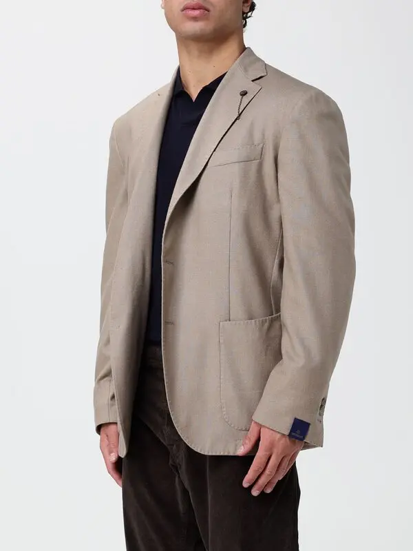 SANTANIELLO Single-breasted Wool Blend Blazer With Patch Pockets - Brown