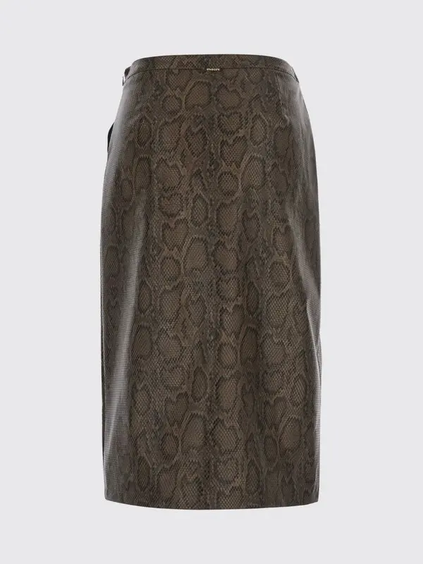 TWINSET Slim Fit Python Print Faux Leather Midi Pencil Skirt