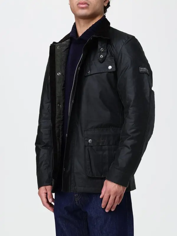 BARBOUR INTERNATIONAL Duke High Neck Waxed Cotton Jacket With Patch Pockets