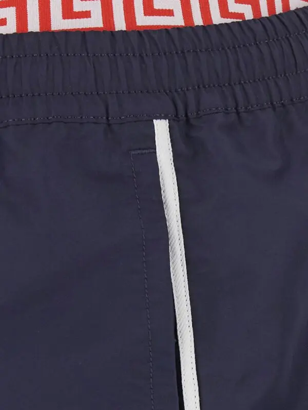 Versace Boxer Swim Shorts With Elasticated Logo Waistband And Drawstring