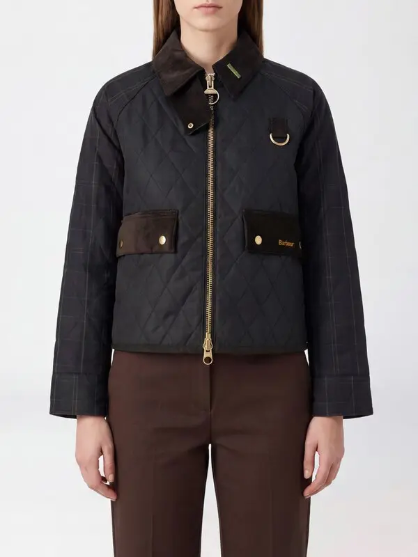 Barbour Spey Short Quilted Jacket In Polyamide With Velvet Collar - Green