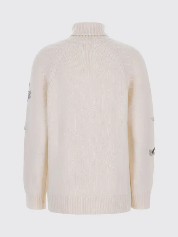 PAROSH P.a.r.o.s.h. Floral Jacquard Cashmere Turtleneck Sweater