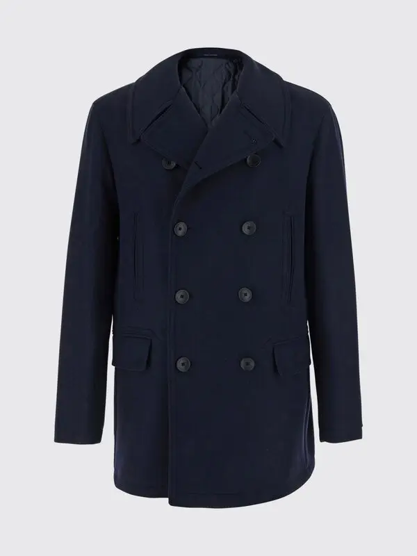 Tagliatore Double-breasted Knee-length Wool Coat With Cuff Straps - Blue