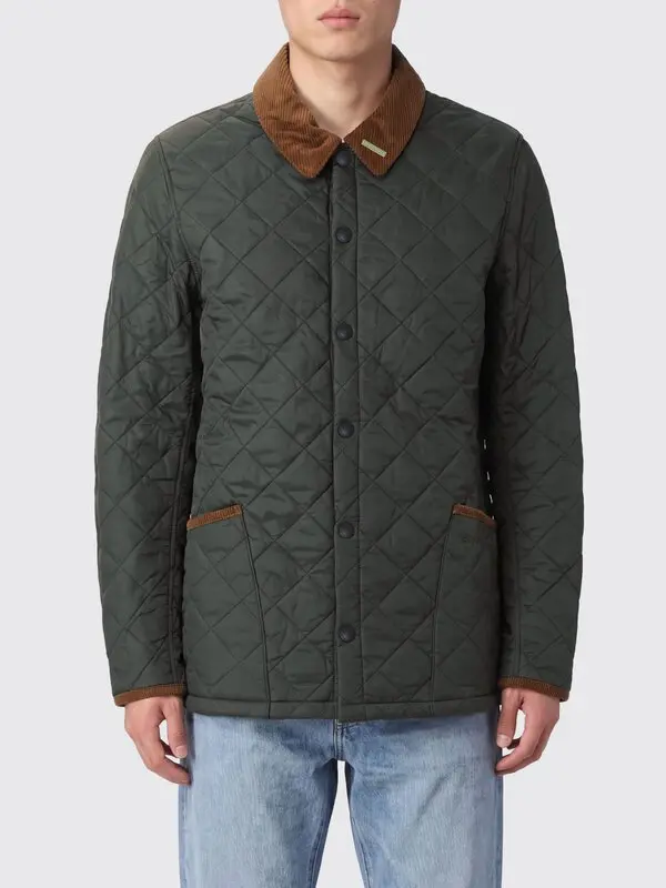 Barbour Short Quilted Waterproof Cotton Jacket With A Velvet Collar - Green