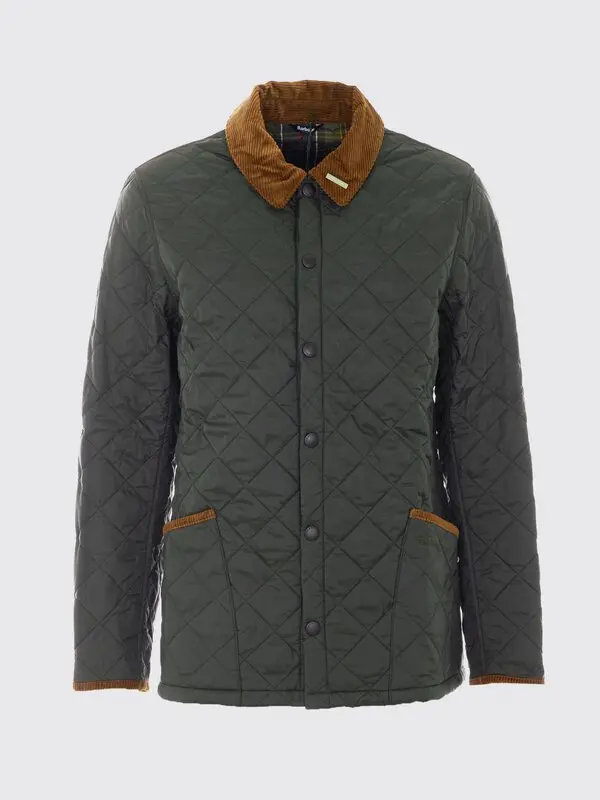 Barbour Short Quilted Waterproof Cotton Jacket With A Velvet Collar - Green