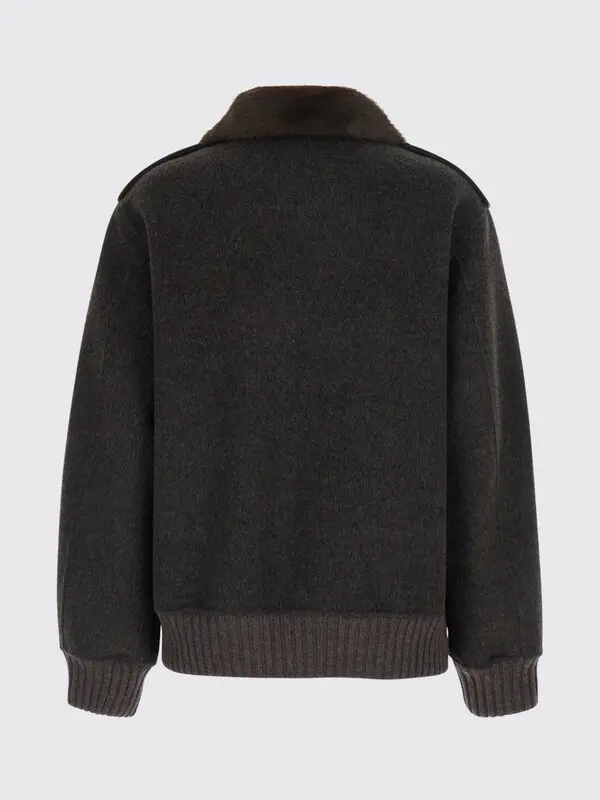 PAROSH Pure Wool Bomber Jacket P.a.r.o.s.h. With Fur Collar And Epaulettes