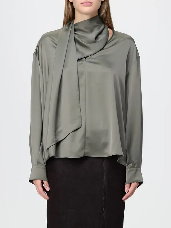Pinko Satin Blouse With Pussy-bow Neck, Long Sleeves And Dropped Shoulders