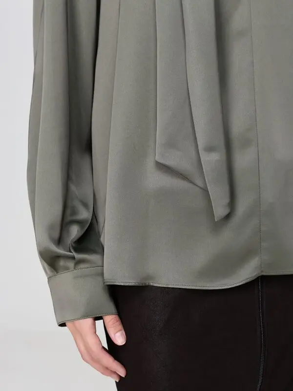 Pinko Satin Blouse With Pussy-bow Neck, Long Sleeves And Dropped Shoulders