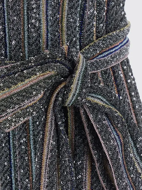 Missoni Striped Lurex Long Evening Gown With Sequins - Multicolor