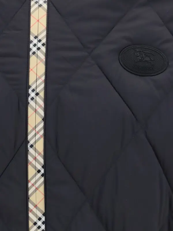 Burberry Hooded Quilted Nylon Puffer Jacket With Ekd Logo - Black