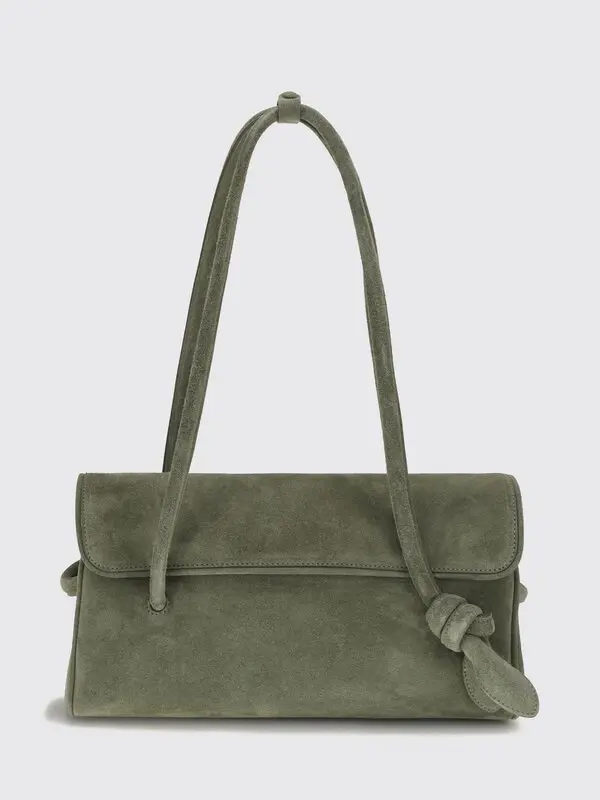 Jacquemus Le Turismo Suede Calfskin Shoulder Bag With Logo - Kaki
