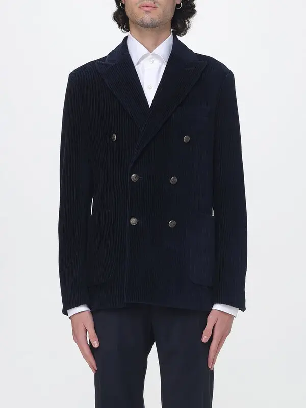 CIRCOLO 1901 Double-breasted Cotton Velvet Blazer With Patch Pockets - Navy