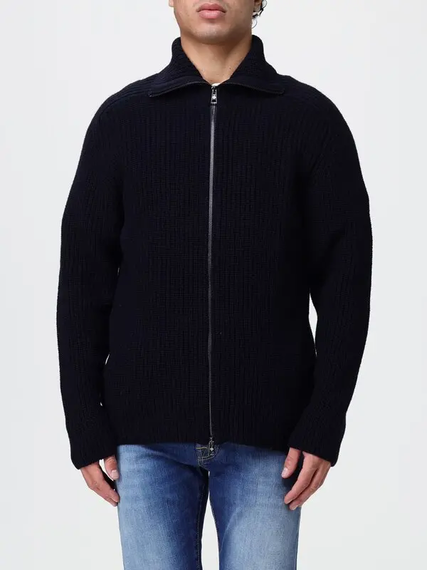Tagliatore Ribbed-collar Zip-up Wool Blend Cardigan - Blue