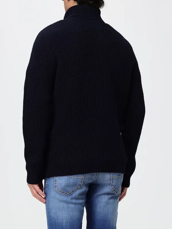Tagliatore Ribbed-collar Zip-up Wool Blend Cardigan - Blue