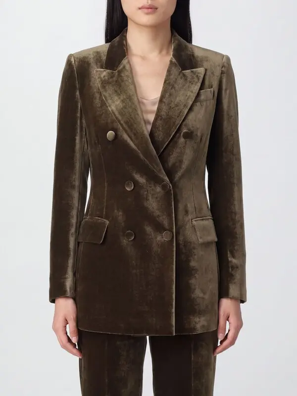 PAROSH Double-breasted Silk And Viscose Velvet Blazer P.a.r.o.s.h - Brown