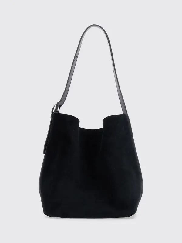 TOTEME Suede Calfskin Shoulder Bag With Adjustable Handle - Black