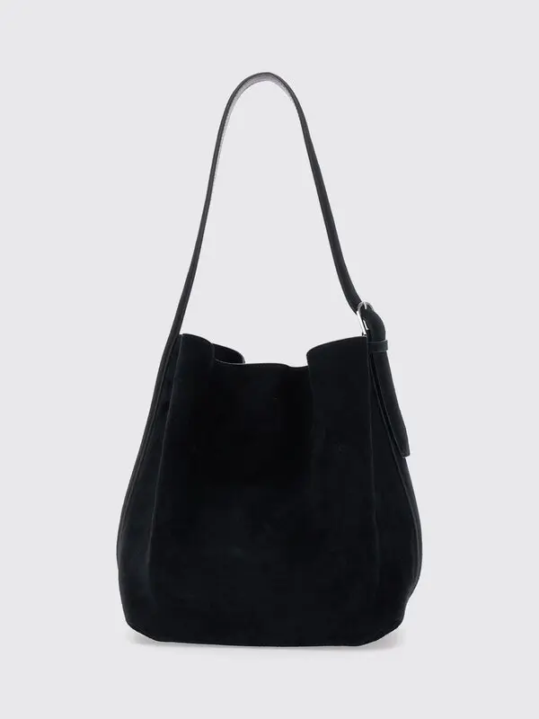 TOTEME Suede Calfskin Shoulder Bag With Adjustable Handle - Black