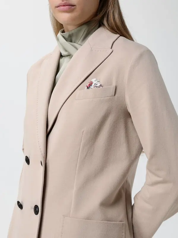 CIRCOLO 1901 Double-breasted Stretch Cotton Blazer With Patch Pockets - Beige