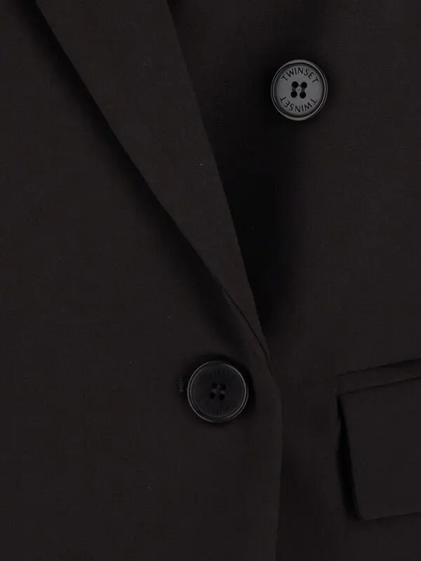 TWINSET Double-breasted Viscose Blend Blazer With Peak Lapels - Brown