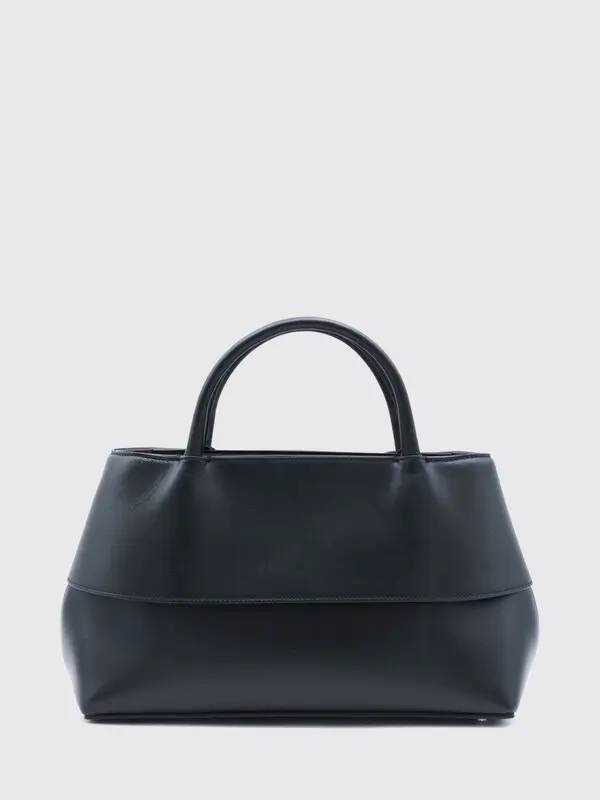TOTEME Smooth Leather Handbag With Double Handle And Removable Strap - Black