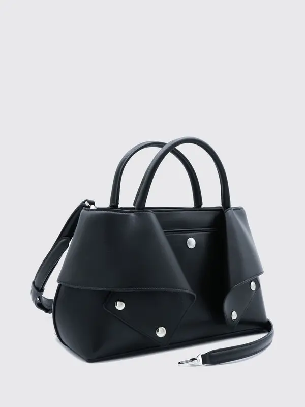 TOTEME Smooth Leather Handbag With Double Handle And Removable Strap - Black