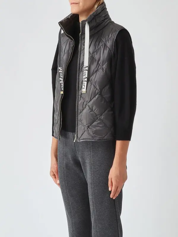 Max Mara Tregic High-neck Quilted Nylon Padded Gilet - Charcoal