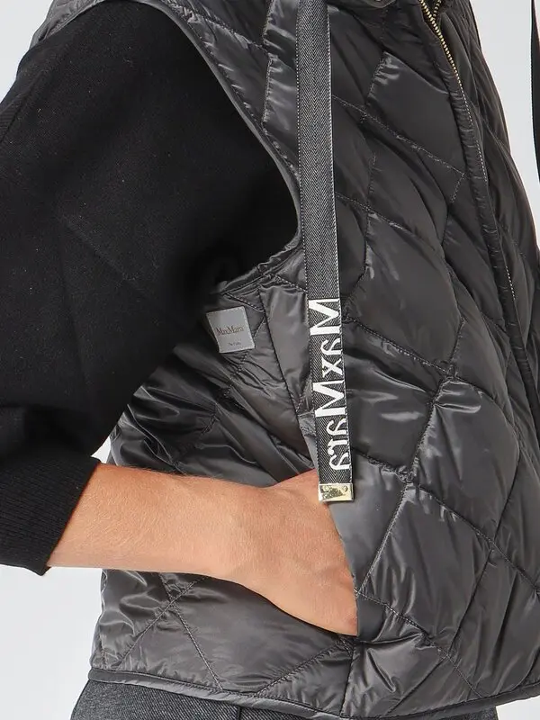 Max Mara Tregic High-neck Quilted Nylon Padded Gilet - Charcoal