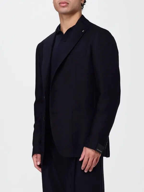 Tagliatore Single-breasted Super 100's Virgin Wool Blazer With Patch Pockets