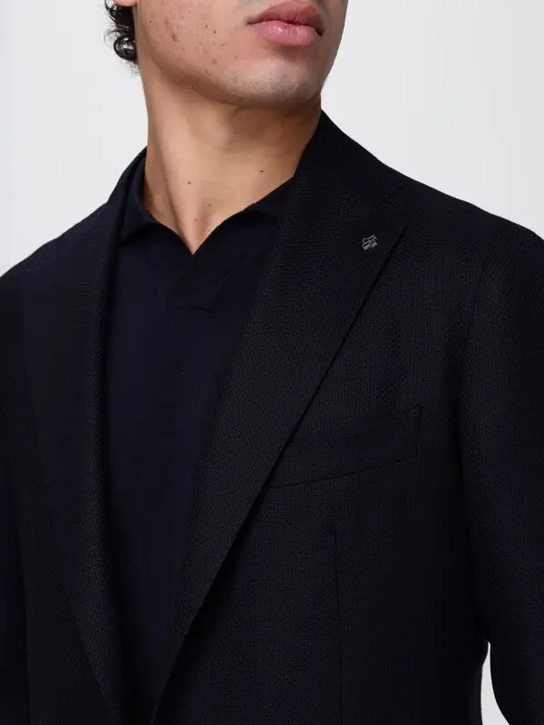 Tagliatore Single-breasted Super 100's Virgin Wool Blazer With Patch Pockets