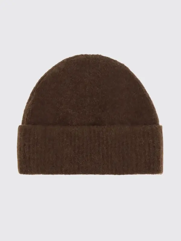 AMI Paris Wool And Alpaca Blend Beanie Hat With Embroidered Logo - Brown