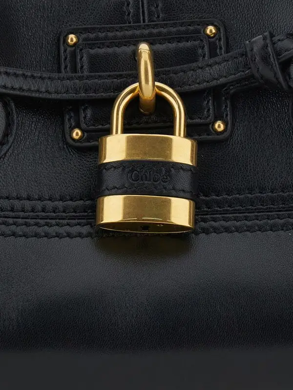 Chloé Paddington Handbag In Calf Leather With Padlock And Removable Shoulder Strap - Black