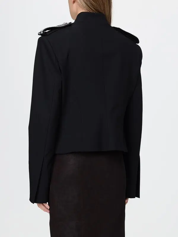 Pinko Slim Fit Crêpe Blazer With Jewel Buttons, Epaulettes And Concealed Fastening