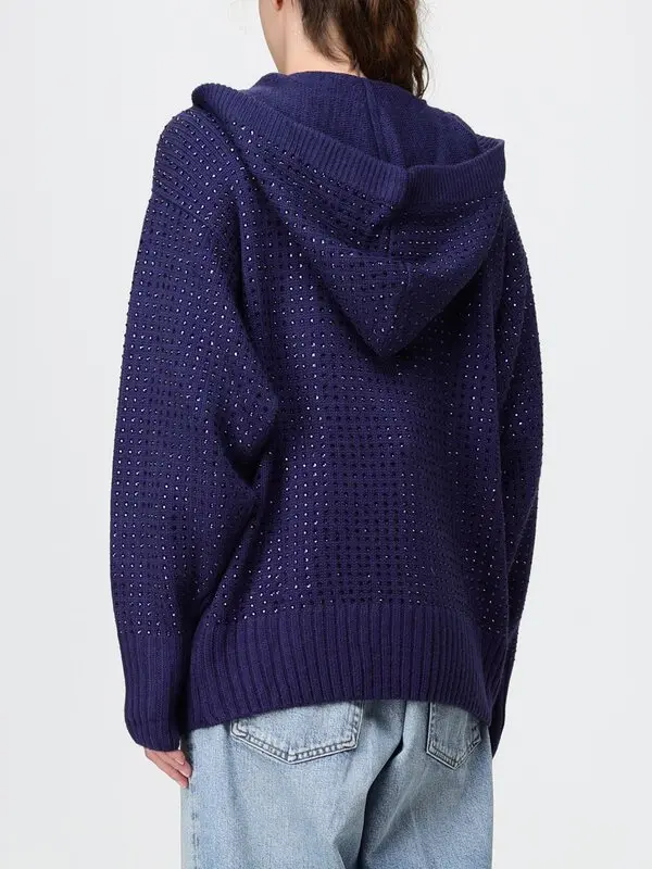 Pinko Hooded Wool-blend Cardigan With Embroidery And Crystal Embellishments