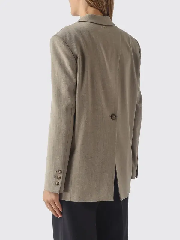 TWINSET Single-breasted Cropped Satin Blazer With Lapel Collar And Flap Pockets