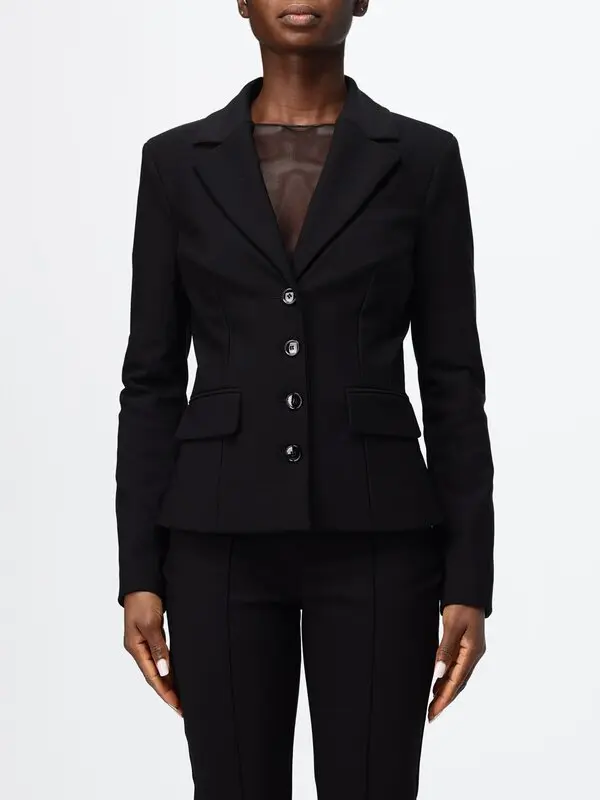 Elisabetta Franchi Long Robe Coat In Pure Wool With A Waist Belt - Black