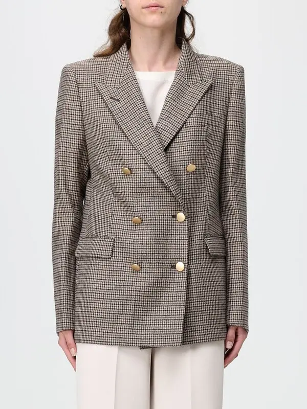 Tagliatore Double-breasted Houndstooth Silk And Cotton Blazer