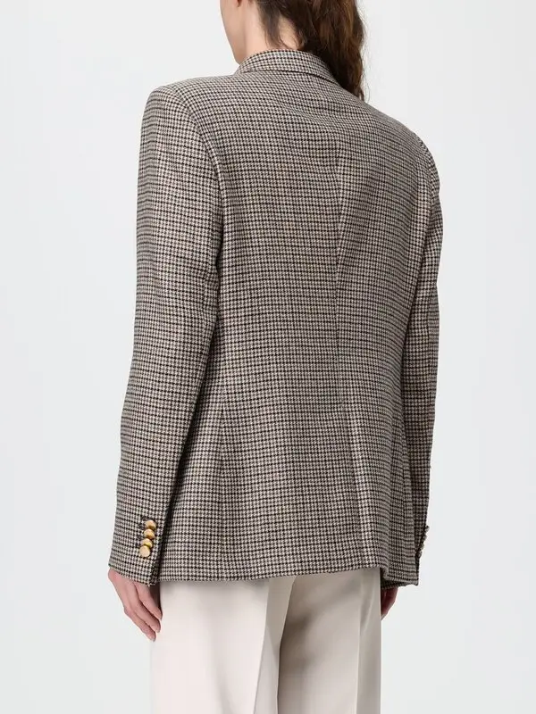 Tagliatore Double-breasted Houndstooth Silk And Cotton Blazer