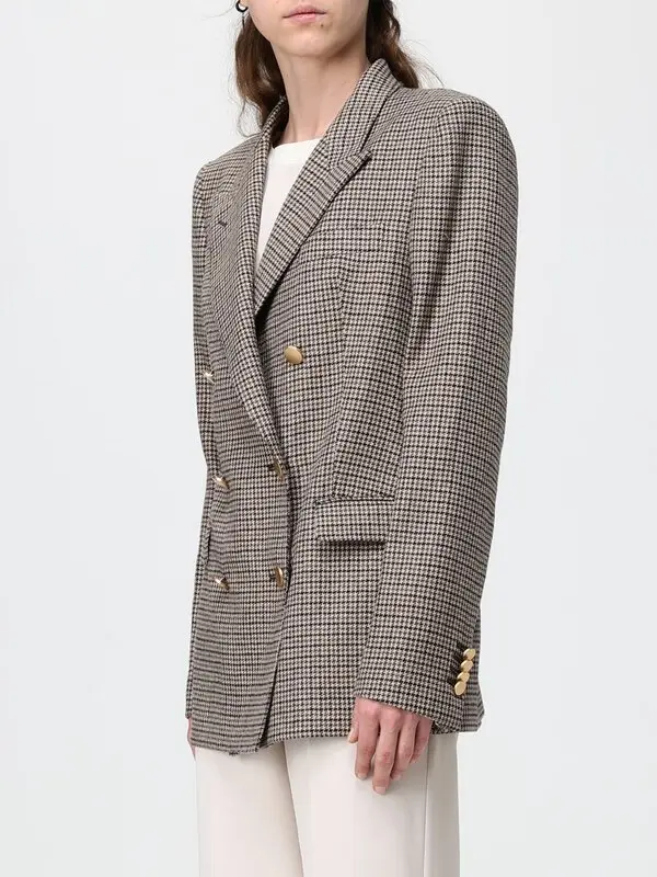 Tagliatore Double-breasted Houndstooth Silk And Cotton Blazer