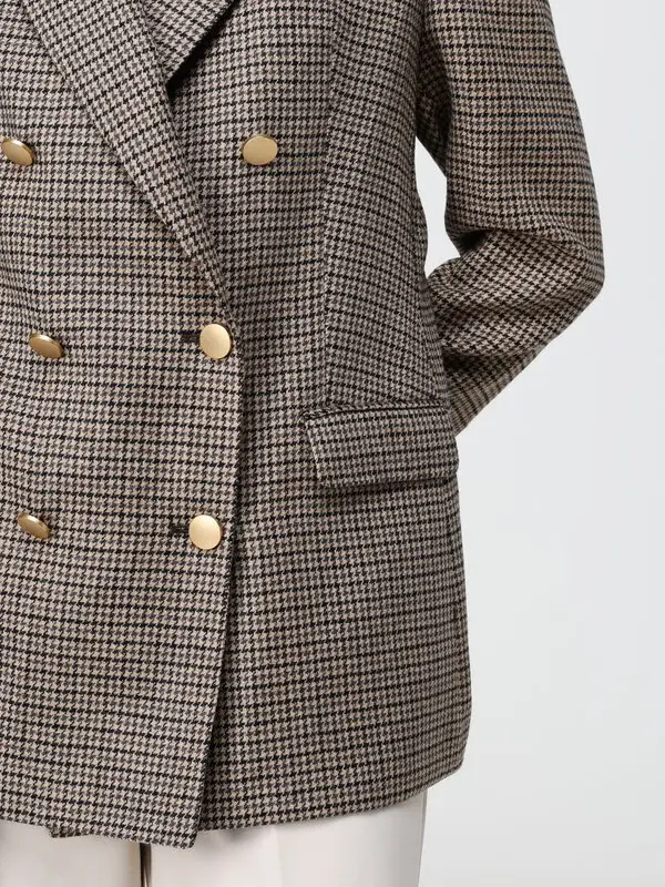 Tagliatore Double-breasted Houndstooth Silk And Cotton Blazer