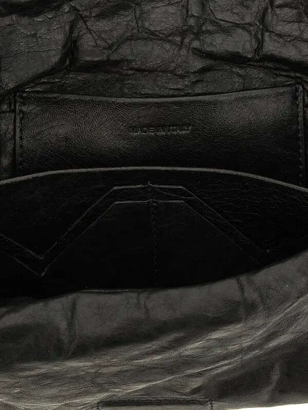Rick Owens Rectangular Lambskin Leather Flap Clutch