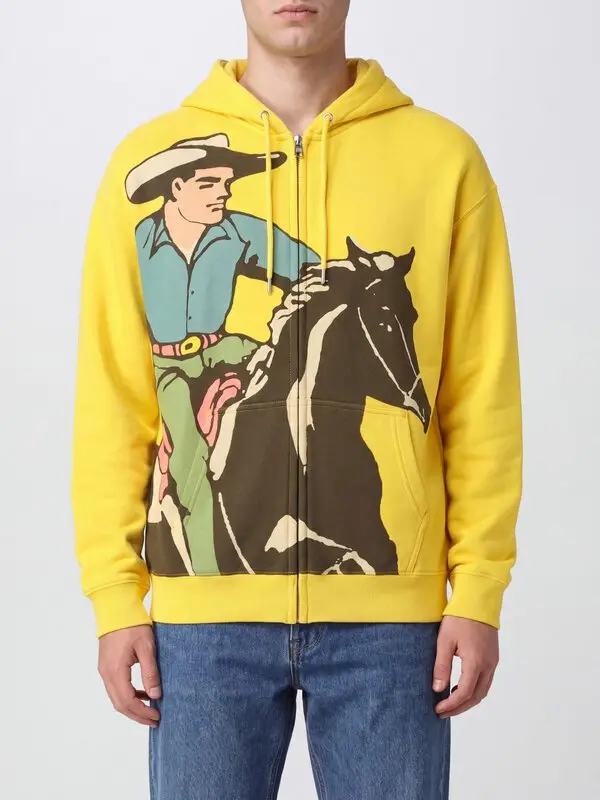 JW Anderson Graphic-print Cotton Zip-up Hoodie - Yellow