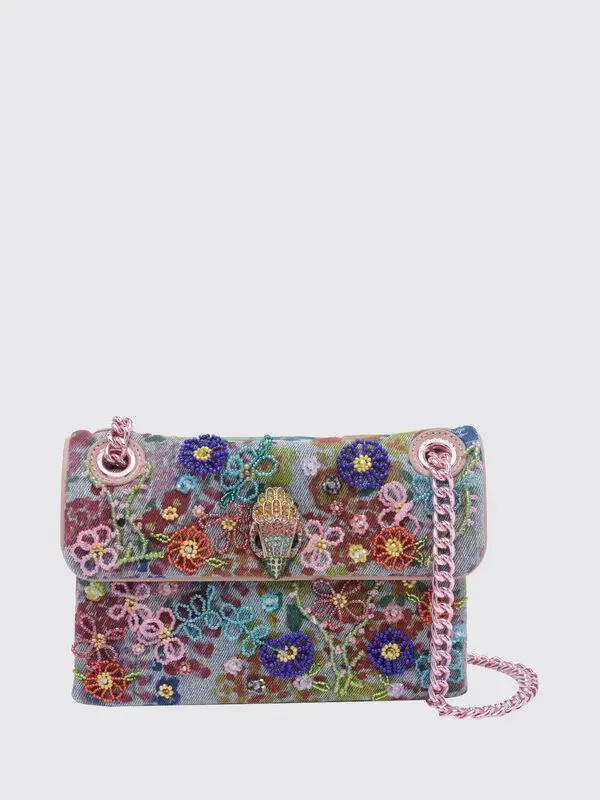 Kurt Geiger Kensington Mini Denim Bag With Floral Embroidery - Blue